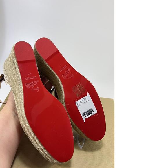 Christian Louboutin | Shoes | Amelina 9mm Calf Ali Embossed Jute Wedges ...